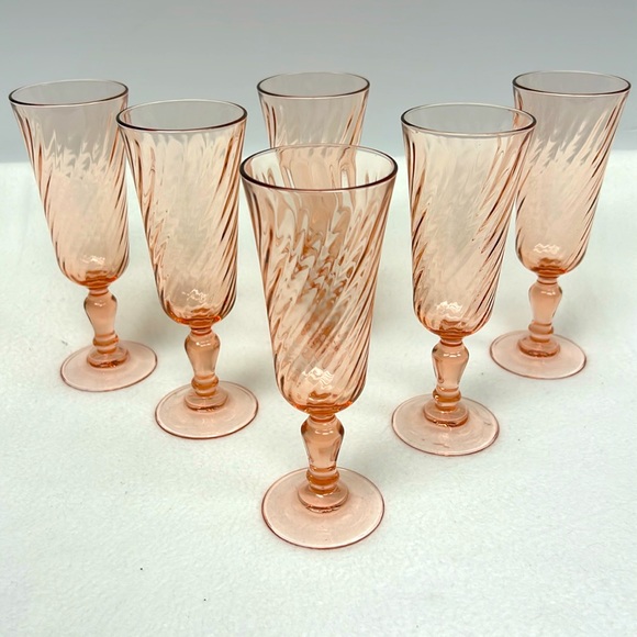 Luminarc | Dining | Vintage Set Of 6 Rosaline Pink Swirl Champagne ...